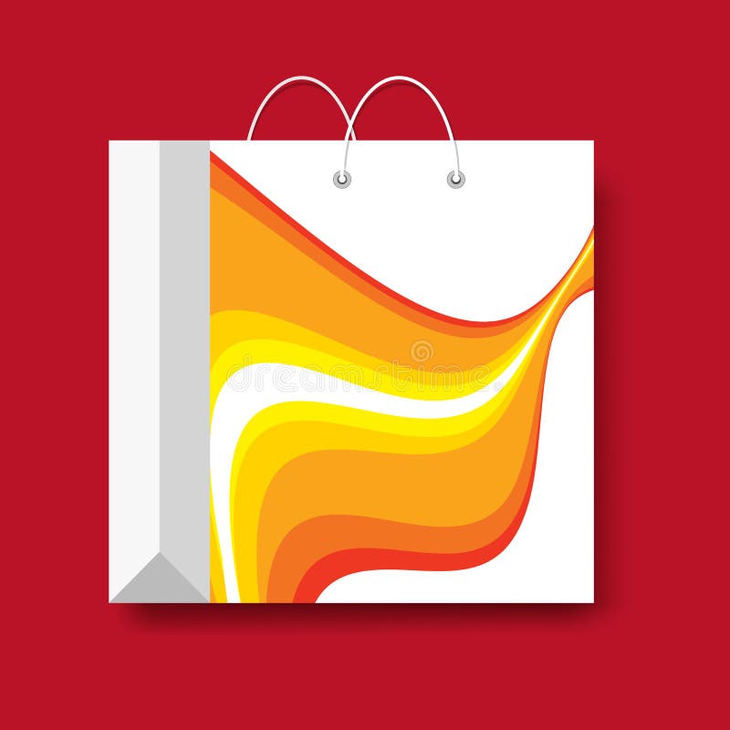 Shopping Paper Bag, Shopping Symbol Isolated on a Red Background Stock ...