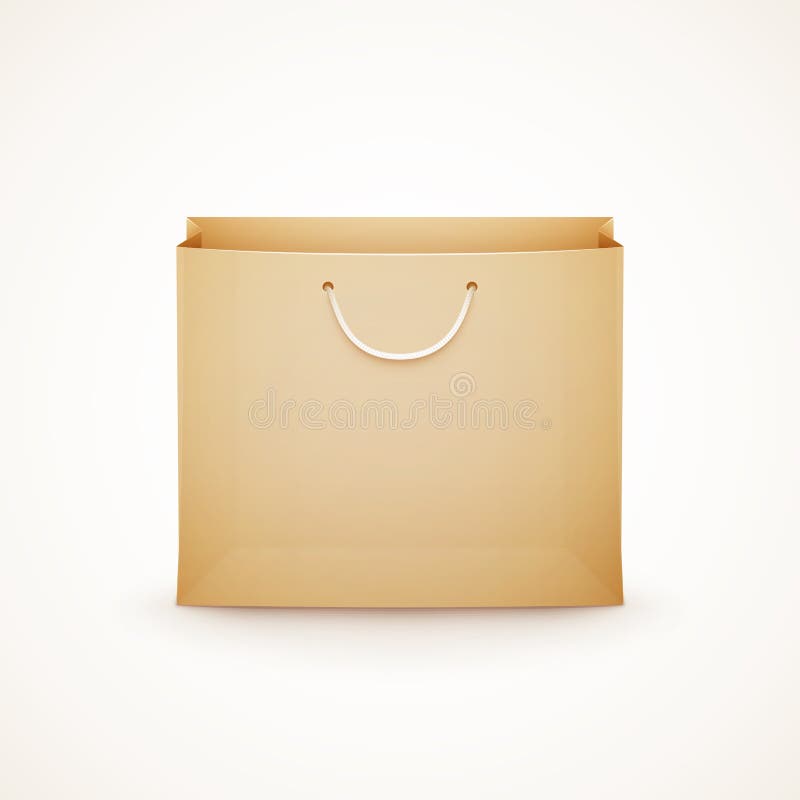 Blank Paper Bag Template Vector. 3D Realistic Shopping or Gift Bag Mock ...