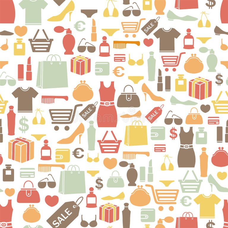 Shopping pattern stock vector. Illustration of background - 25081476