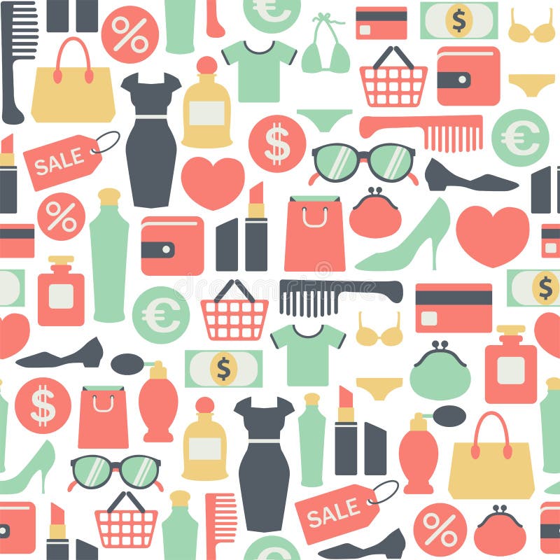 Shopping pattern stock vector. Illustration of background - 25081476