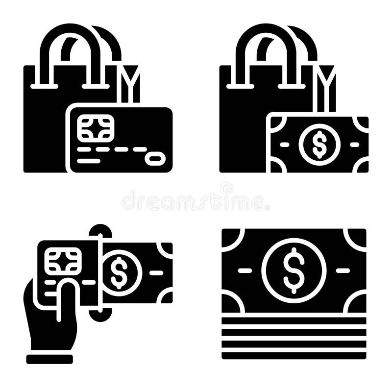 Shopping and Payment Icon Set Payment Related Vector Stock Vector ...
