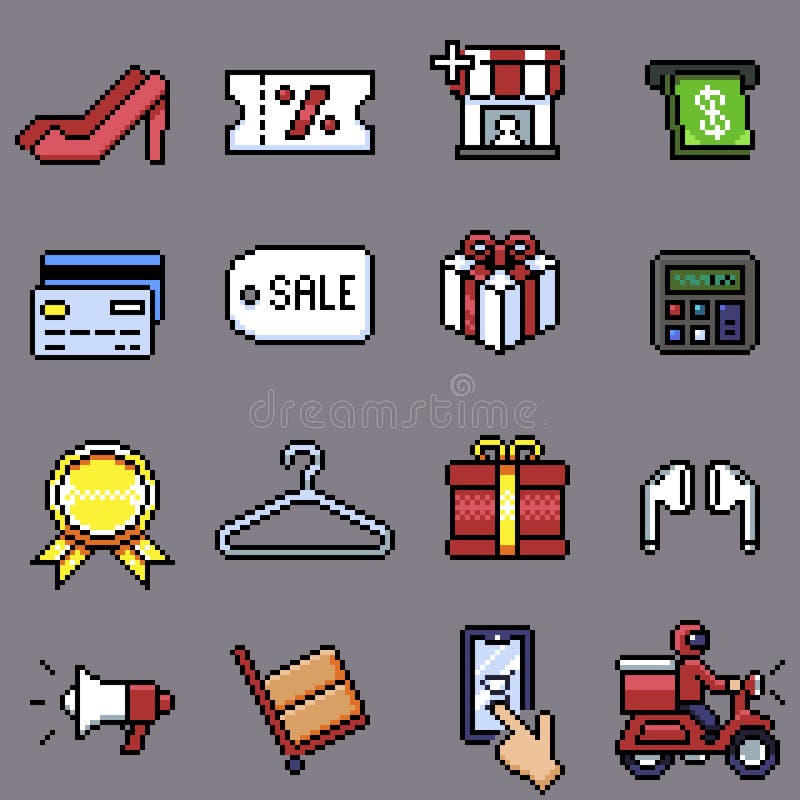 Shopping pixel icon stock vector. Illustration of coupon - 233434700