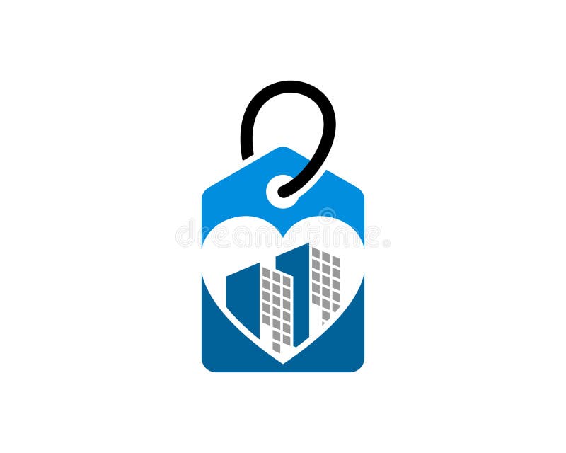 Shopping Price Tag with Love Shape and Building Stock Illustration ...