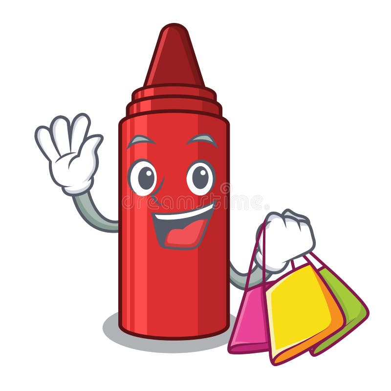 Shopping Red Crayon in the Character Shape Stock Vector - Illustration ...