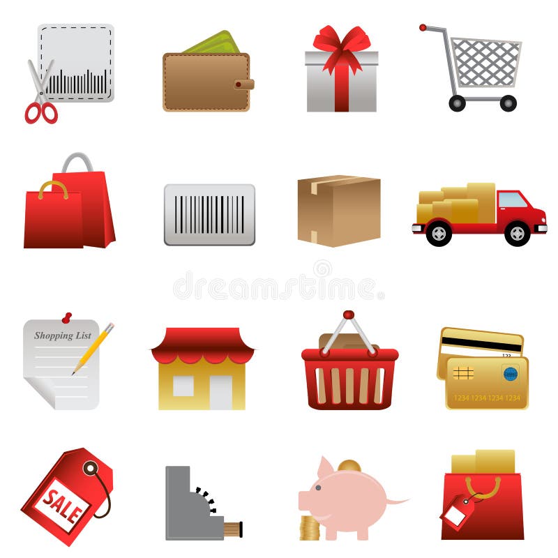 Shopping related icon set stock vector. Illustration of coupon - 21039022