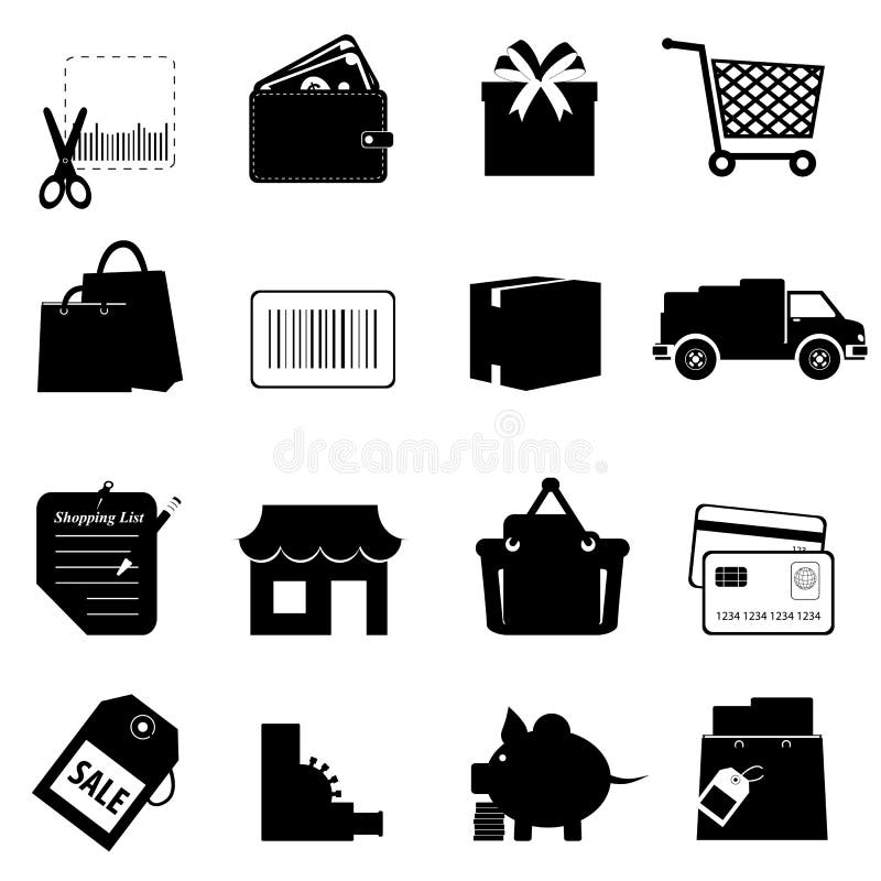 Vector shopping icon set stock vector. Illustration of money - 22300810