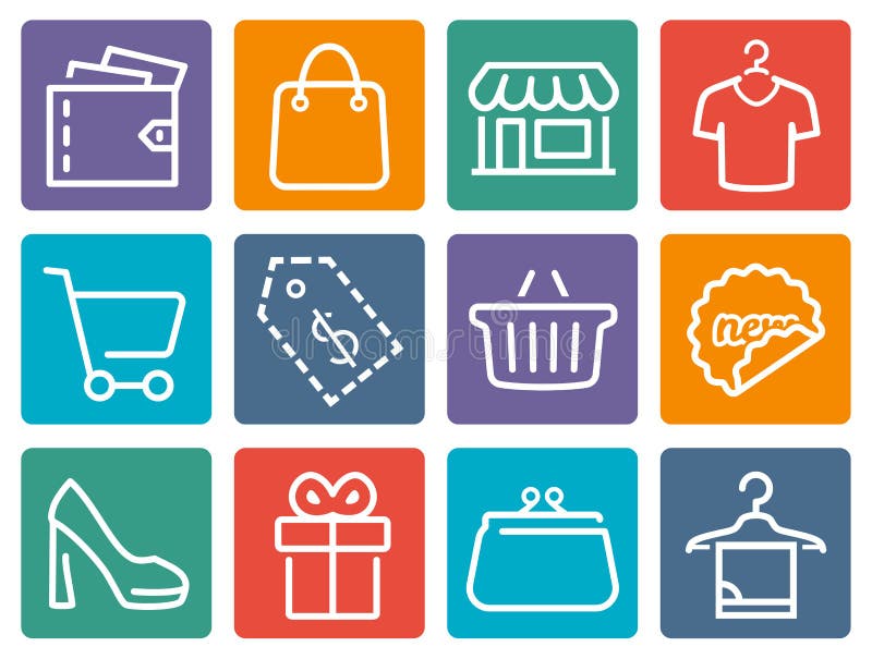 Shopping related icon set stock vector. Illustration of coupon - 21039022