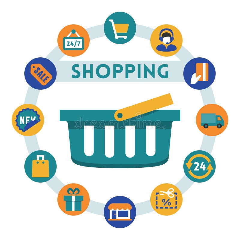 Shopping related icon set stock vector. Illustration of truck - 20825932
