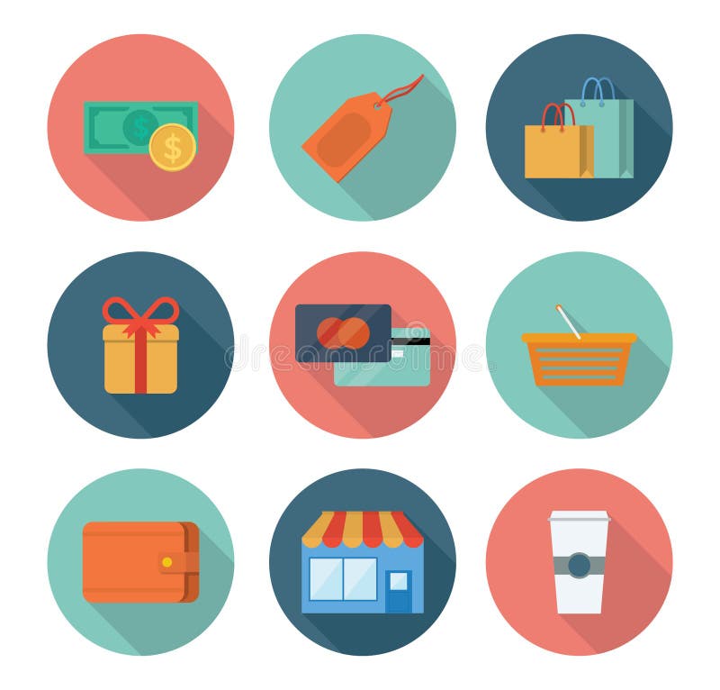 Retail and shopping icons stock vector. Illustration of market - 38874918