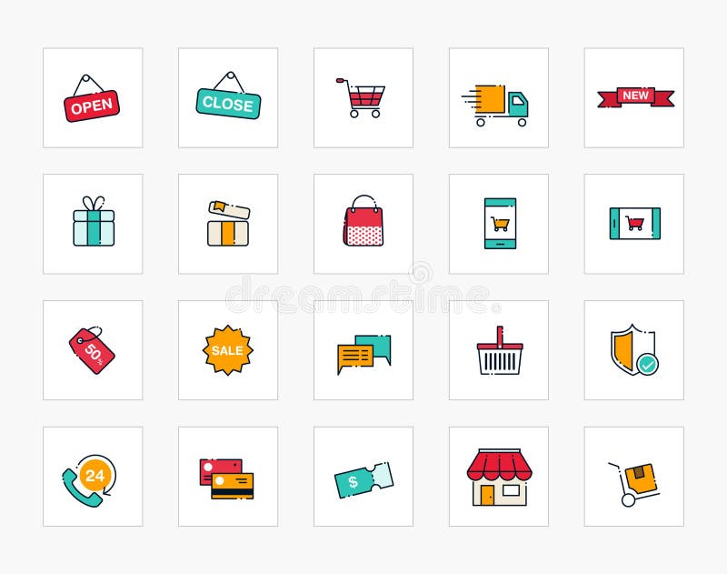 Shopping and Retail icons stock vector. Illustration of icon - 76230614