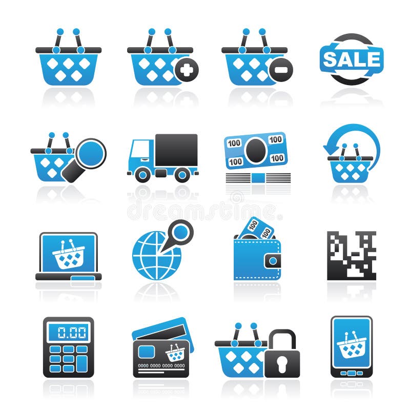 Shopping and Retail Icons Over Color Background Stock Vector ...