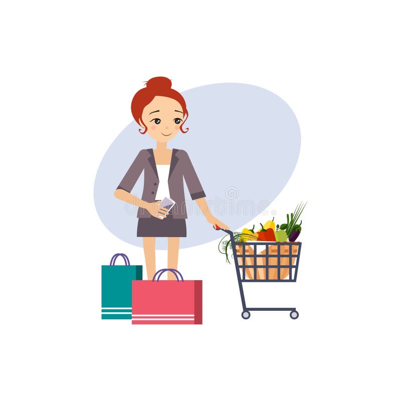 Shopping. daily Routine Activities of Women Stock Vector - Illustration ...