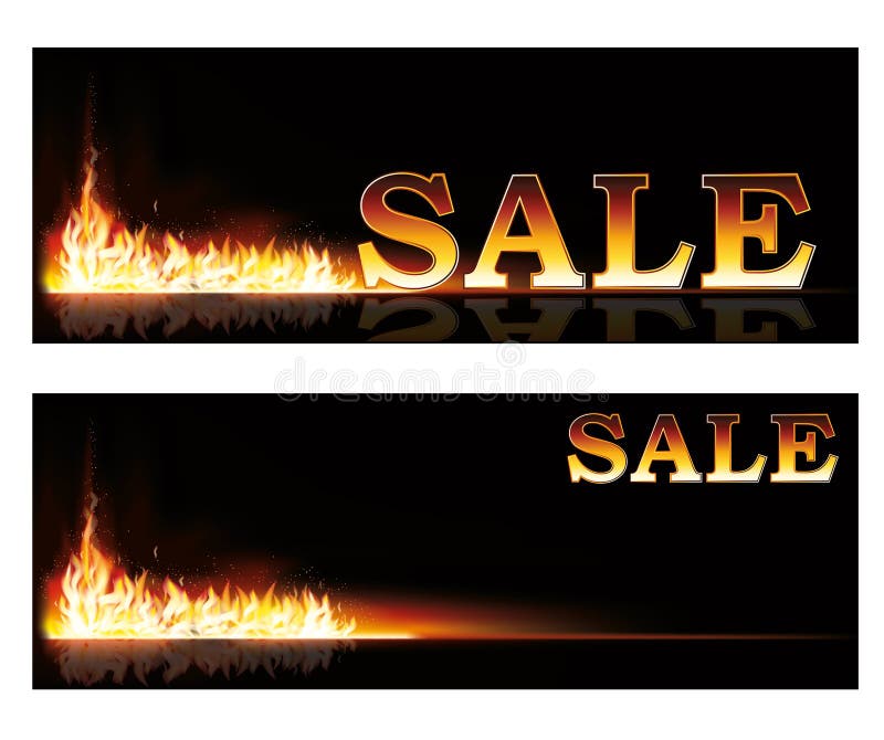 Shopping Sale fire banners stock vector. Illustration of blazing - 45123939