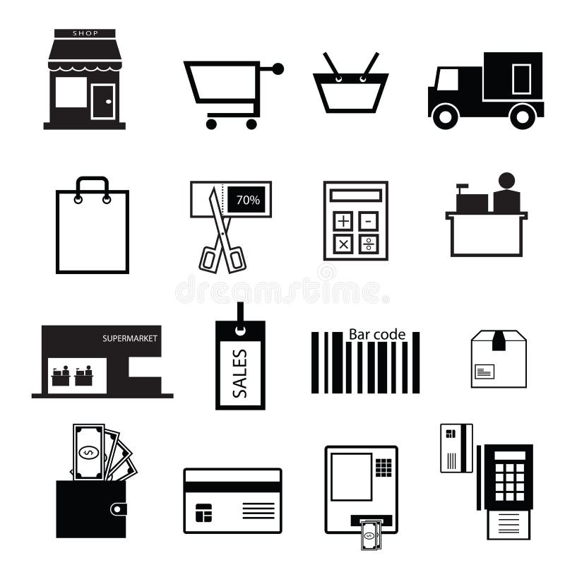Shopping and sale icons stock vector. Illustration of cashier - 54394096