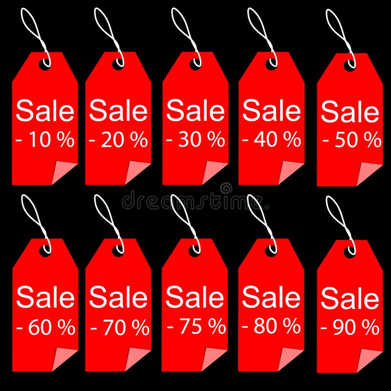 Shopping Sale Red Tags Labels Set Stock Illustration - Illustration of ...