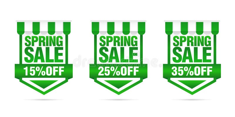 Shopping Sale. Set of Spring Sale Green Badges 15 , 25 , 35 Off Stock ...