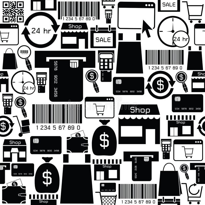 Shopping Seamless Pattern stock vector. Illustration of decorative ...