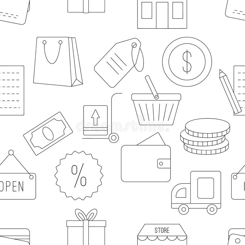 Shopping seamless pattern stock illustration. Illustration of delivery ...