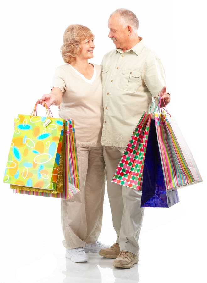 Shopping Seniors - Carrying Her Bags Stock Image - Image of courtesy ...