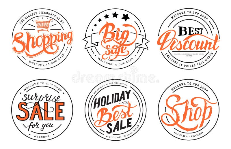 Shopping Set Label Template of Emblem Element for Your Product or ...