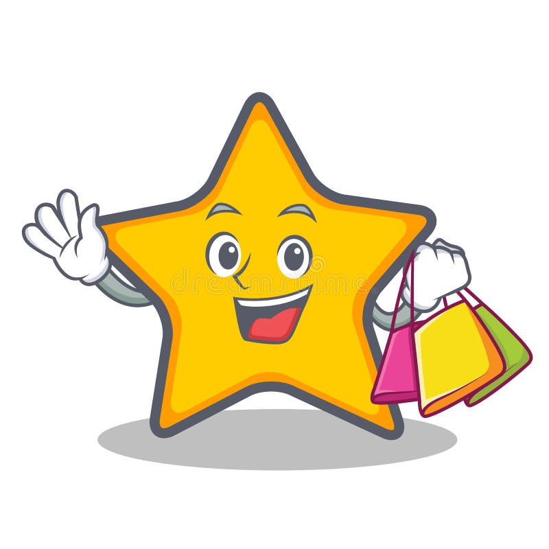 Shopping Star Character Cartoon Style Stock Vector - Illustration of ...
