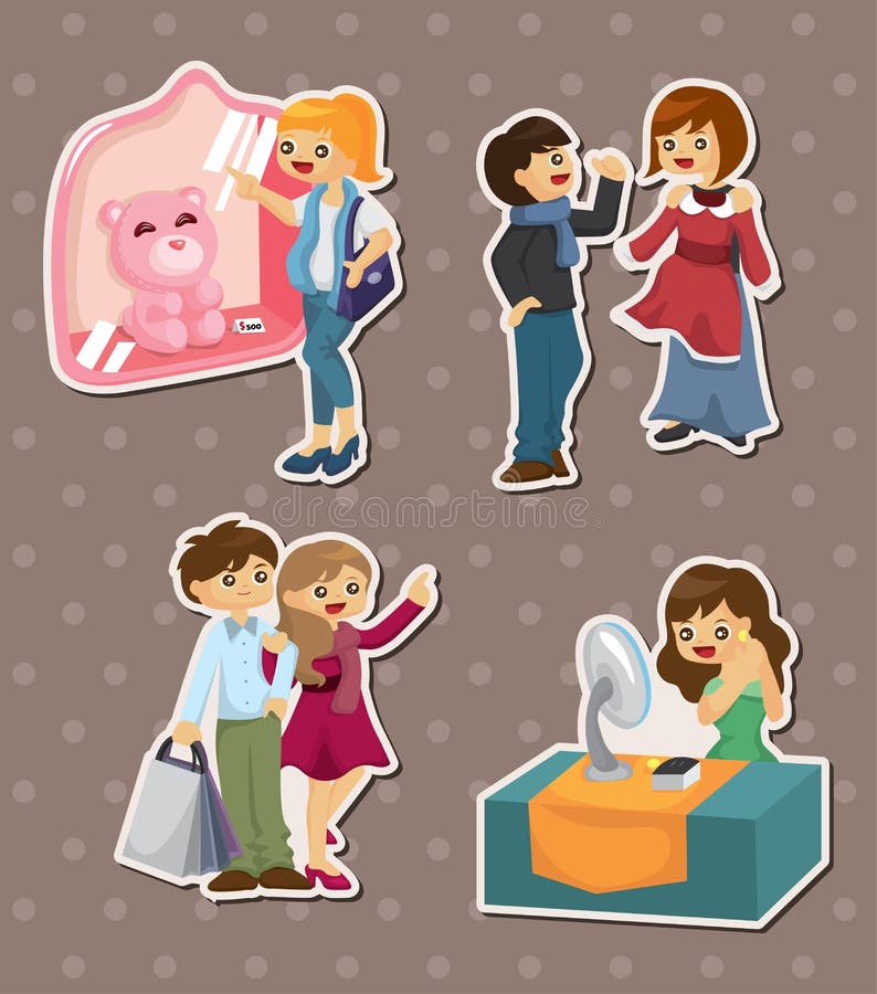 Shopping stickers stock vector. Illustration of cartoon - 26558511