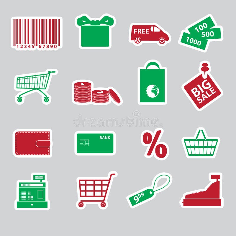 Shopping Stickers Set Eps10 Stock Vector - Illustration of credit ...