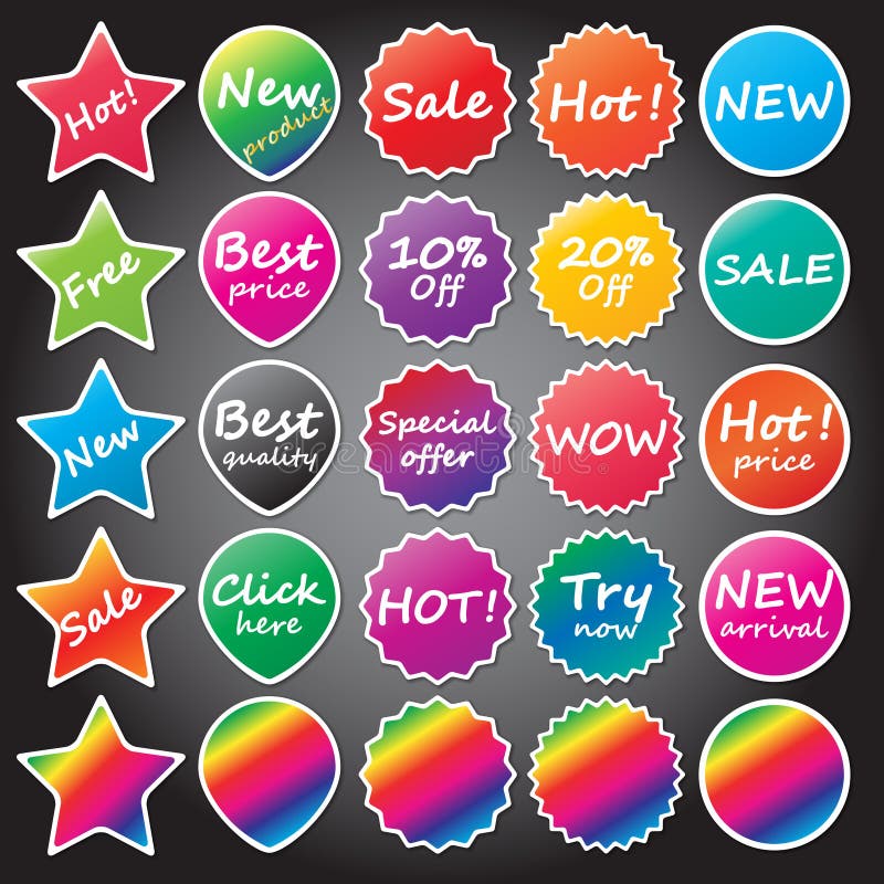 Shopping stickers stock vector. Illustration of emblem - 34957253