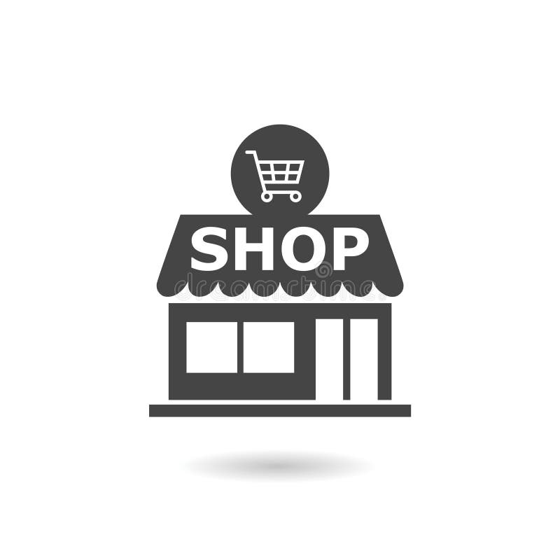 Shopping Store Icon with Shadow Stock Illustration - Illustration of ...