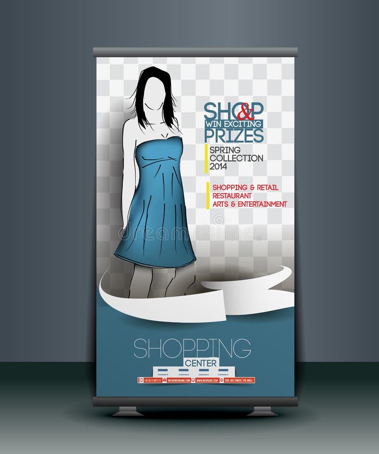 Shopping Store Roll Up Banner Stock Vector - Illustration of character ...