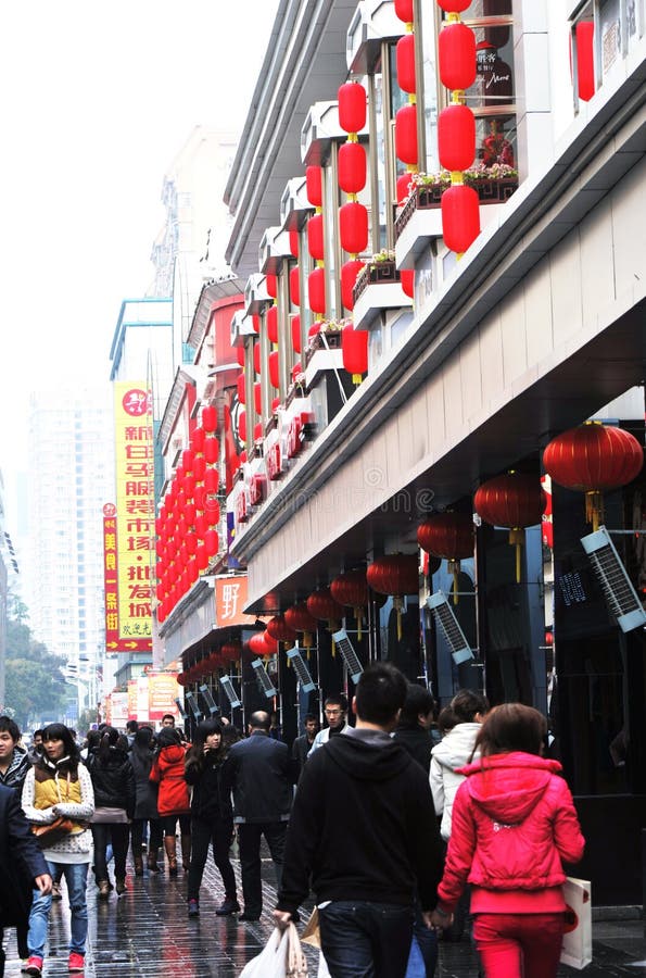 Shopping street editorial stock photo. Image of dongmen - 21115828