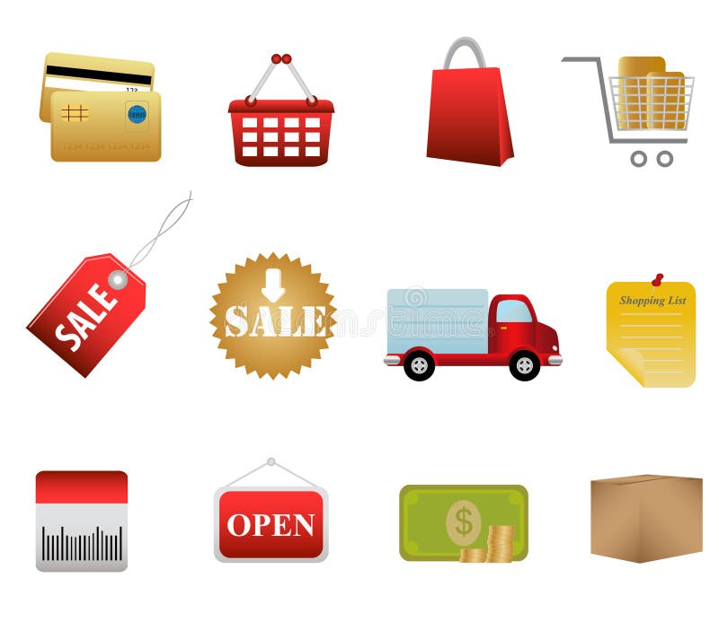 Shopping symbols and icons stock vector. Illustration of sale - 17848224