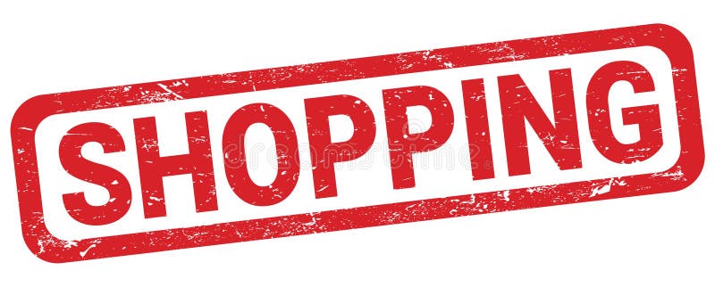 SHOPPING Text Written on Red Rectangle Stamp Stock Photo - Image of ...