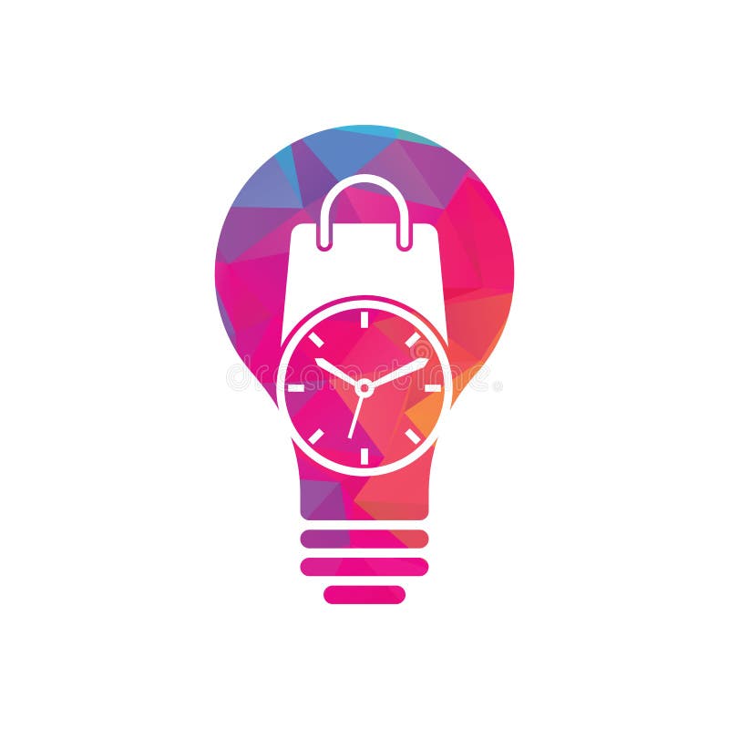 Shopping Time Bulb Shape Concept Vector Logo Design Stock Vector ...