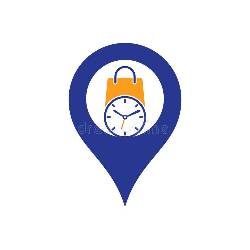 Shopping Time Map Pin Shape Concept Vector Logo Design Stock Vector ... Shopping Time Map Pin Shape Concept Vector Logo Design Stock Vector ...