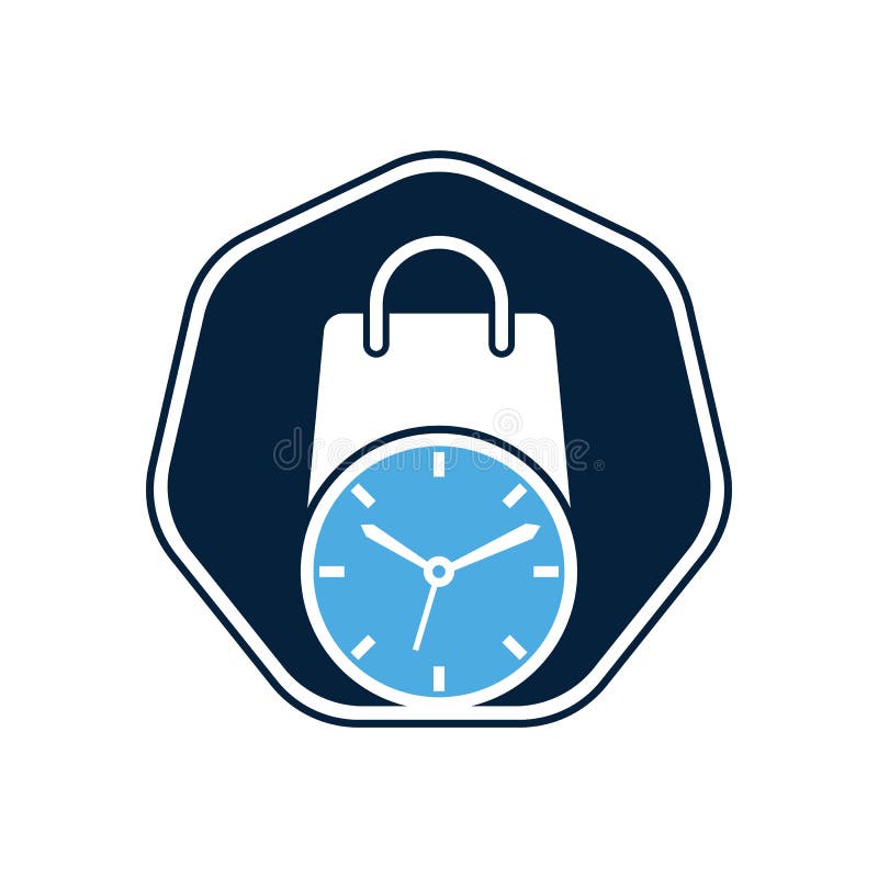 Shopping Time Vector Logo Design Icon. Stock Vector - Illustration of ...