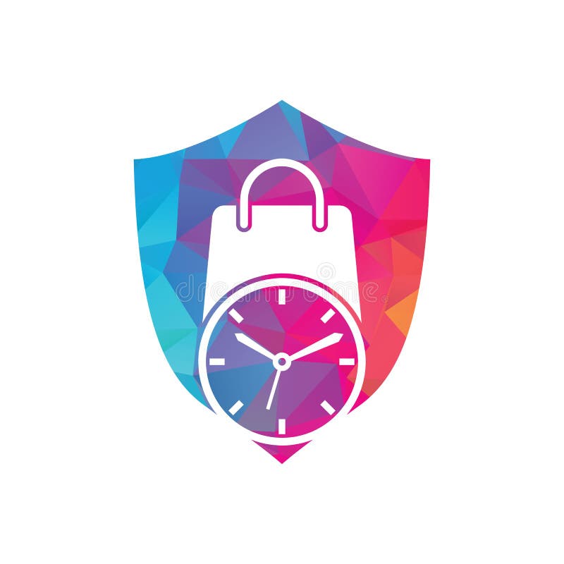 Shopping Time Vector Logo Design Icon. Stock Vector - Illustration of ...