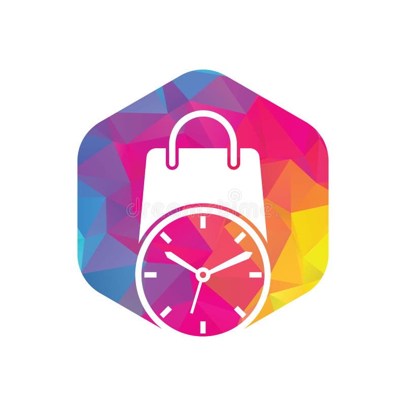 Shopping Time Vector Logo Design Icon. Stock Vector - Illustration of ...