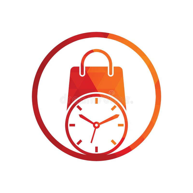 Shopping Time Vector Logo Design Icon. Stock Vector - Illustration of ...