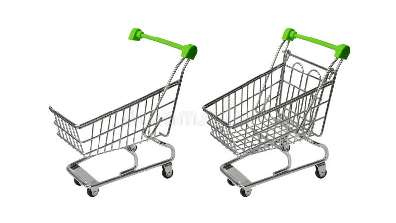 Shopping Trolley and Basket Front Stock Image - Image of metal, green ...