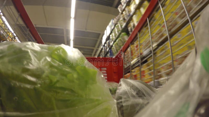 Shopping trolley in a mall stock footage. Video of adult - 274846402