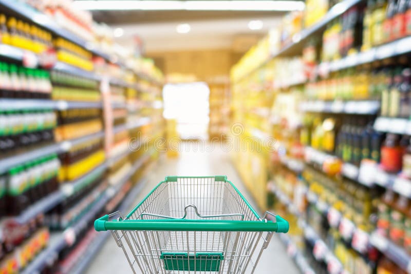 Shopping Trolley in Supermarket Store Stock Image - Image of choice ...