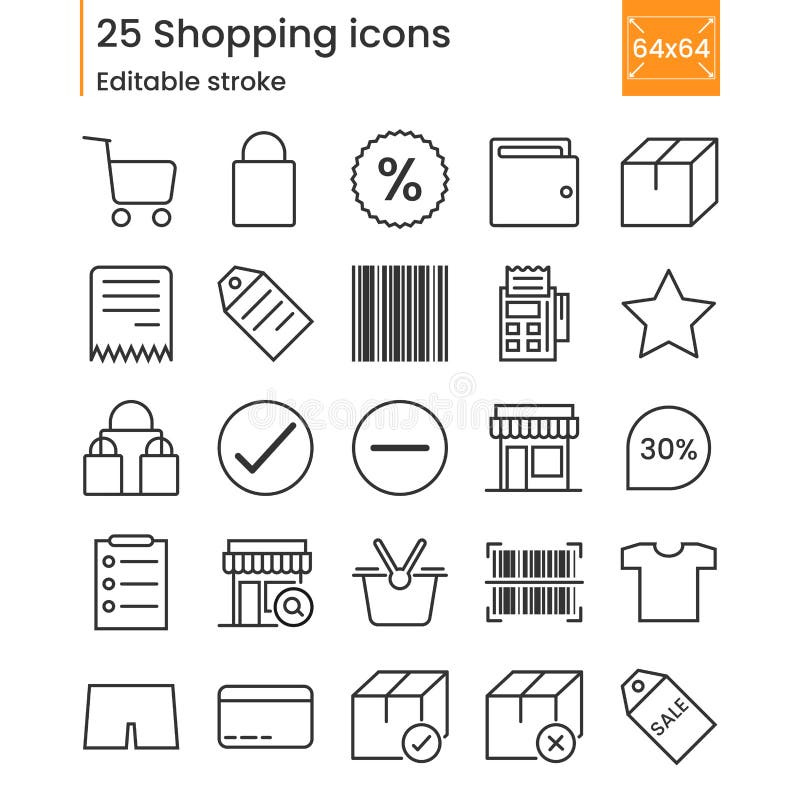 Shopping Vector Icons Set Concept Stock Vector - Illustration of retail ...