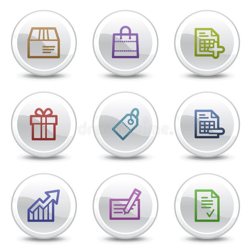 Document Web Colour Icons, White Circle Buttons Stock Vector ...