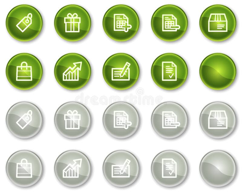 Shopping Web Icons, Green and Grey Circle Buttons Stock Vector ...