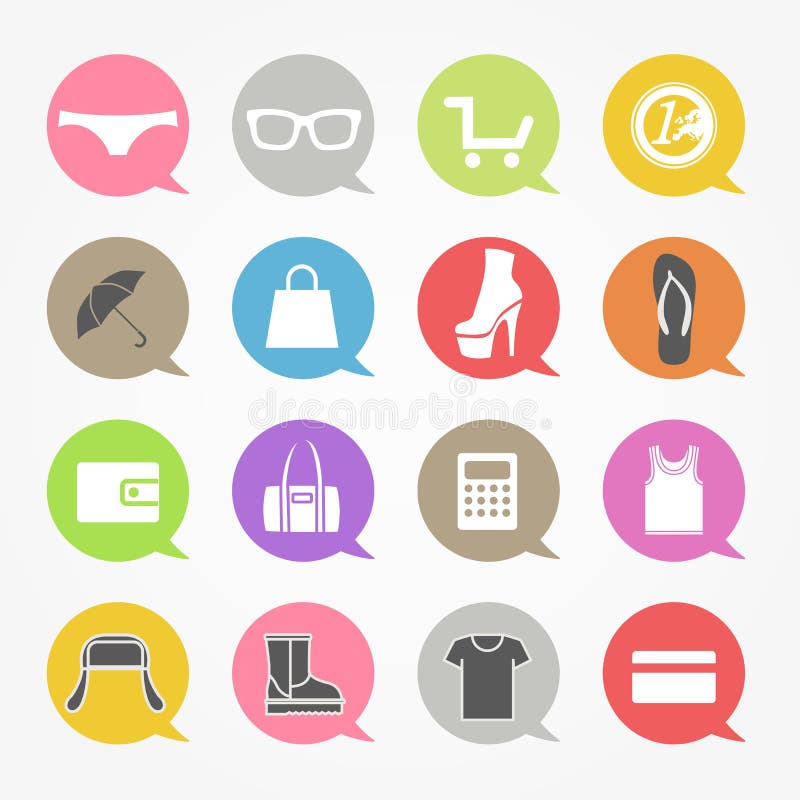 Shopping theme icon set stock vector. Illustration of advertisement ...