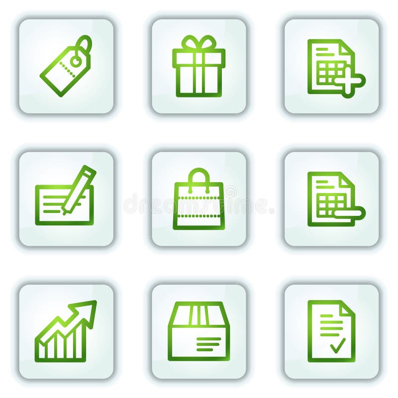 Shopping Web Icons, White Square Buttons Series Stock Vector ...