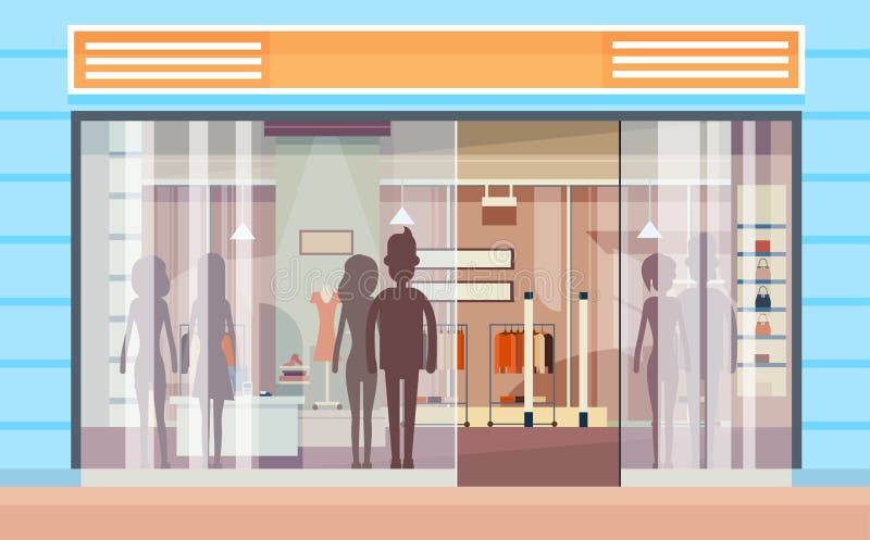 Shopping Window Modern Luxury Shop in Mall Center Stock Vector ...