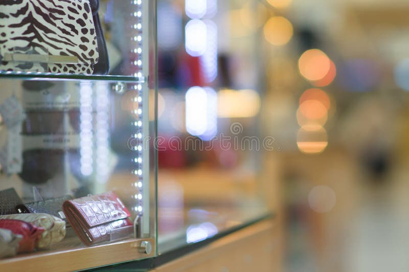 Shopping Windows with Accessories in Mall Stock Image - Image of boxes ...
