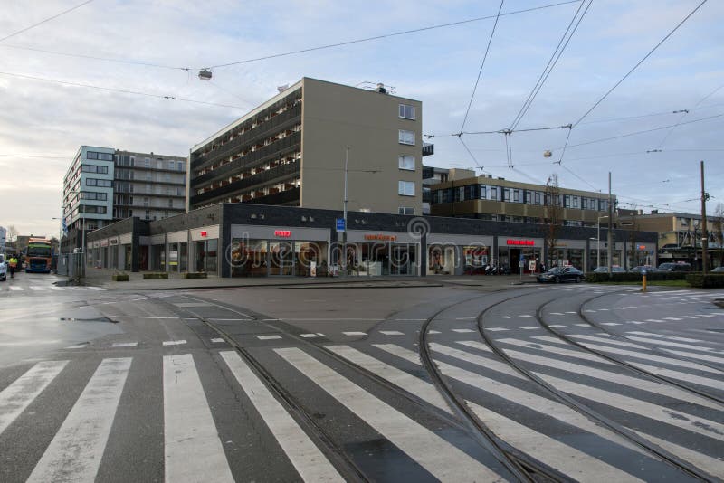 Shops in the Background at Osdorpplein Street at Amsterdam the ...